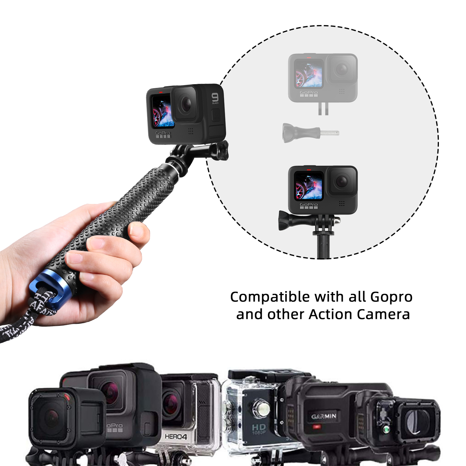 Mini Selfie Stick Action Camera Pole for Go Pro Hero 13 12 11 10 9 8 ...