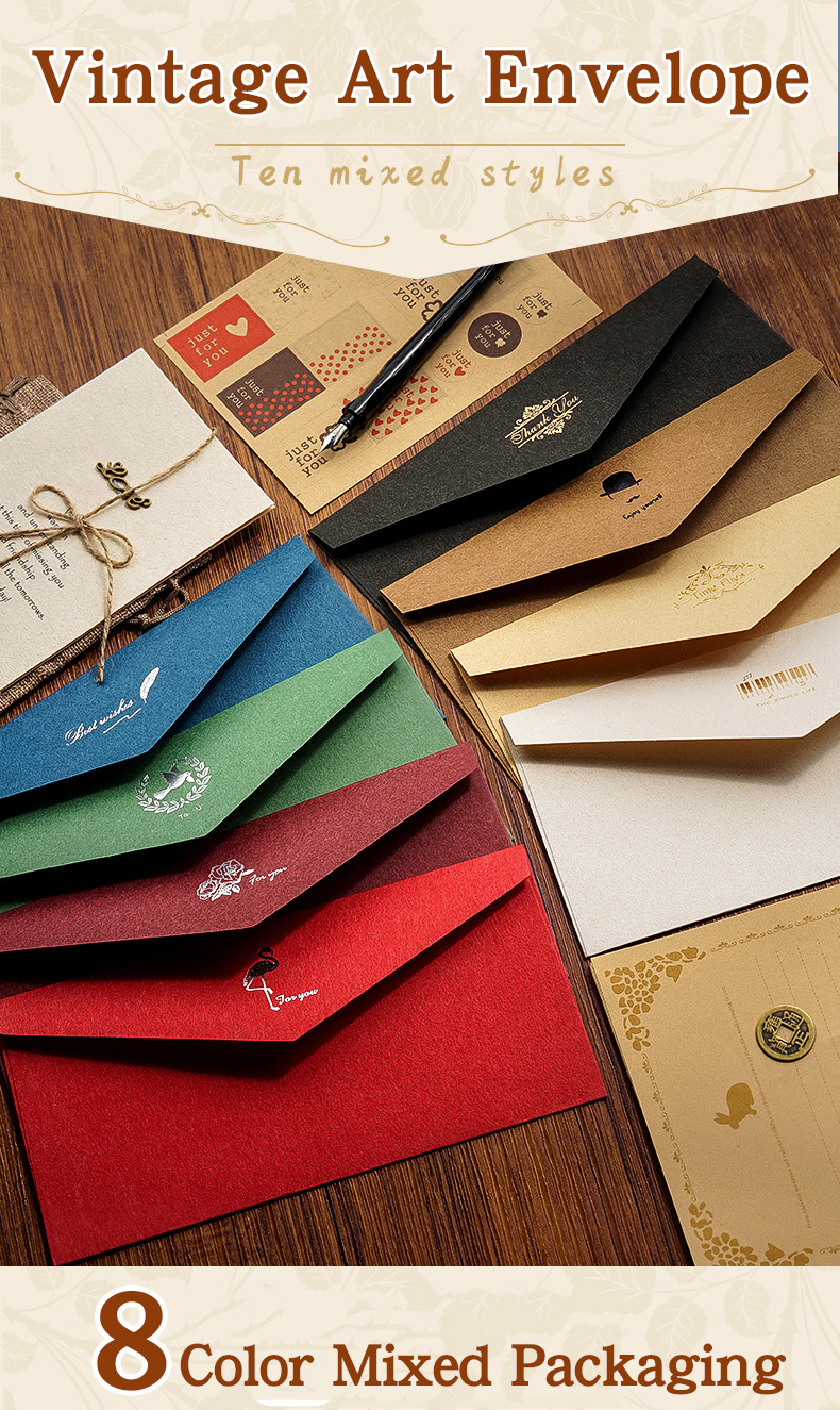 Vintage Texture Envelopes Solid Thick Paper Envelopes DIY Wedding Party ...