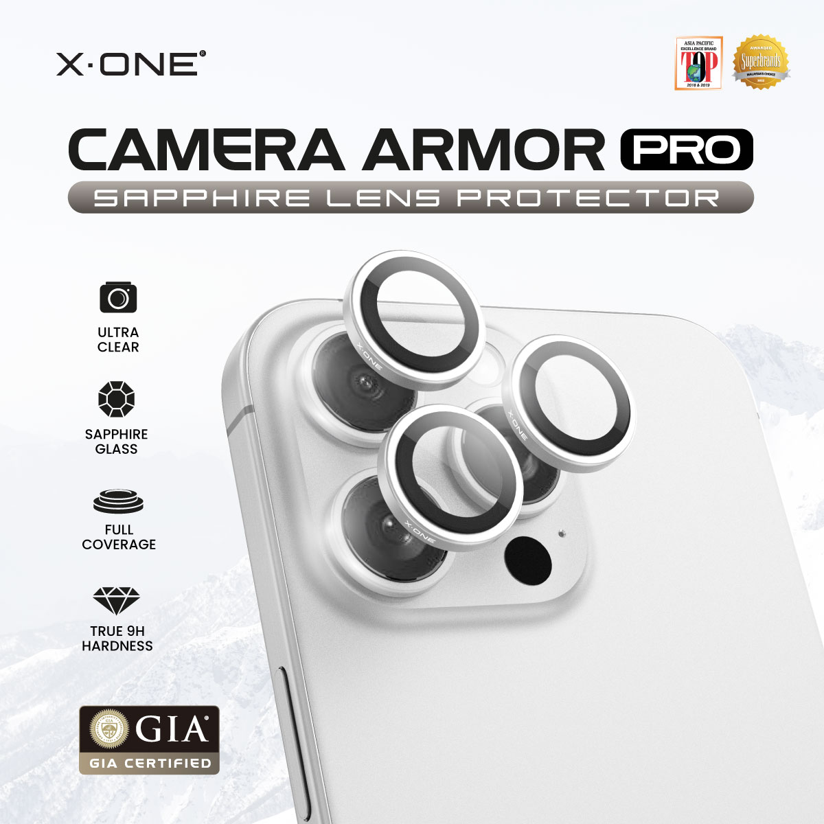 X.One Camera Armor PRO GIA Sapphire Lens Protector for i phone 16,15,14,13 Pro Max | Shopee ...