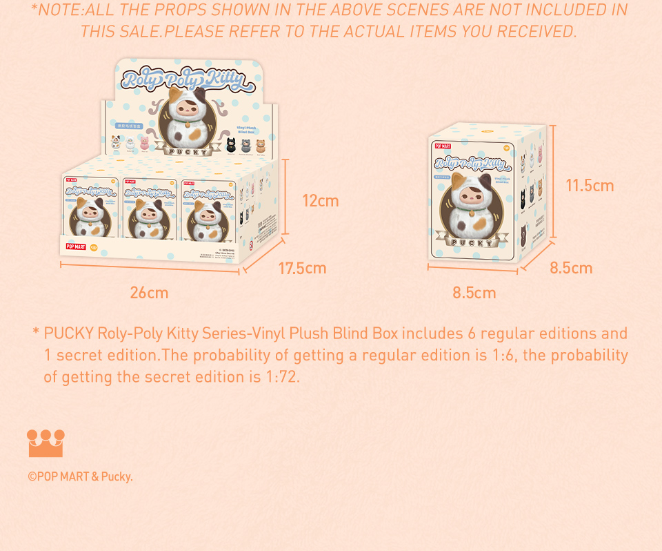 POP MART PUCKY Roly-Poly Kitty Series-Vinyl Plush Blind Box (Whole Set ...