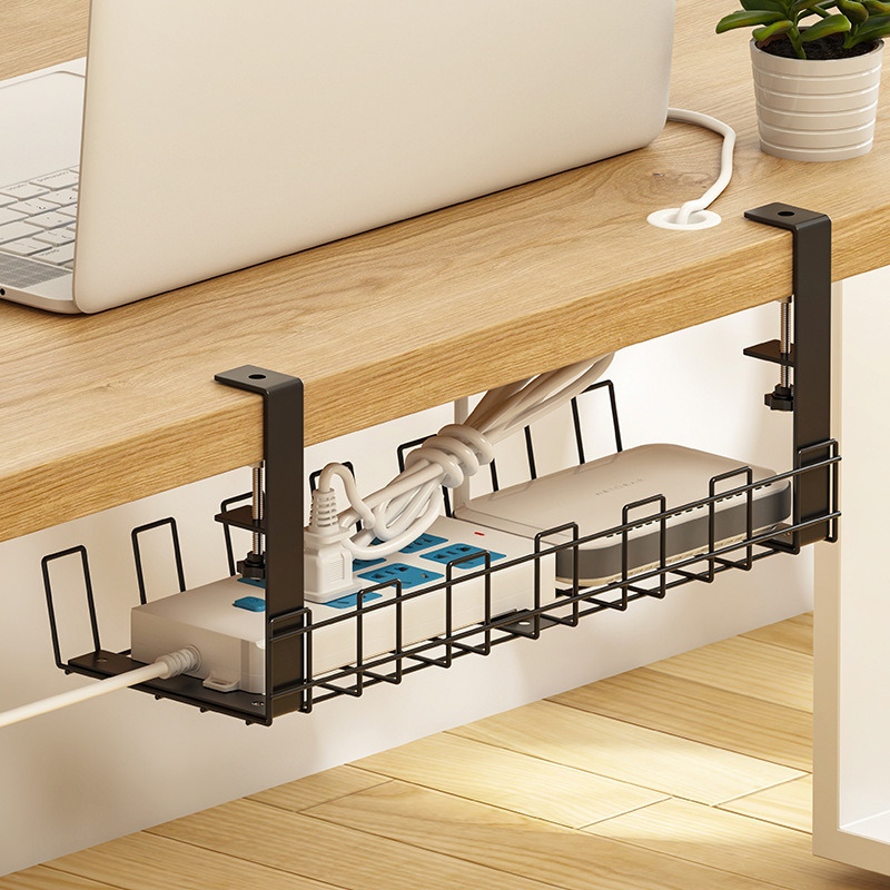 Under Table Storage Rack Cable Tray Desk Cabel Management Socket Holder ...