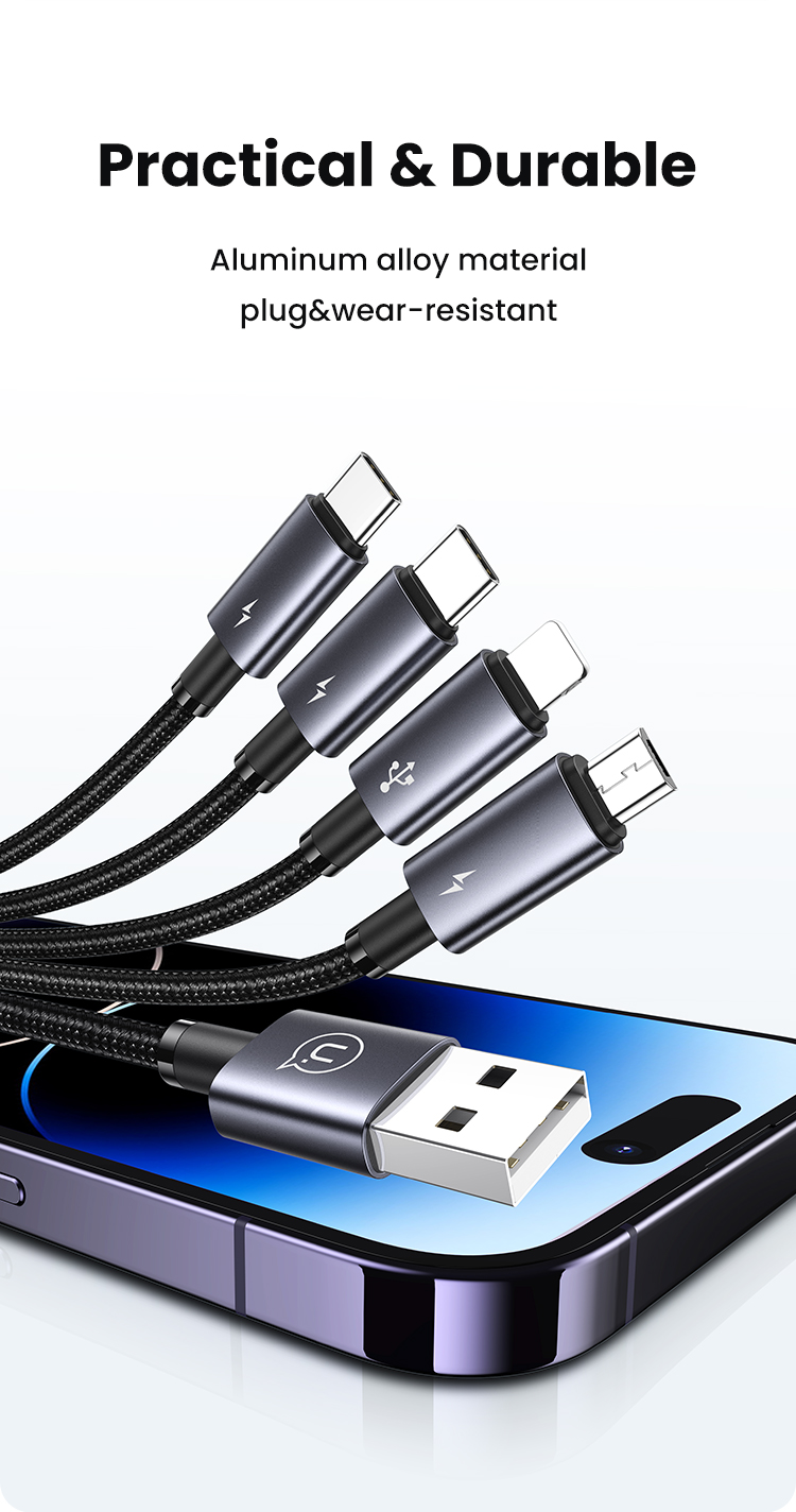 USAMS Fast Charging Cable 4 in 1 USB Strong Quality Nylon Braided ...