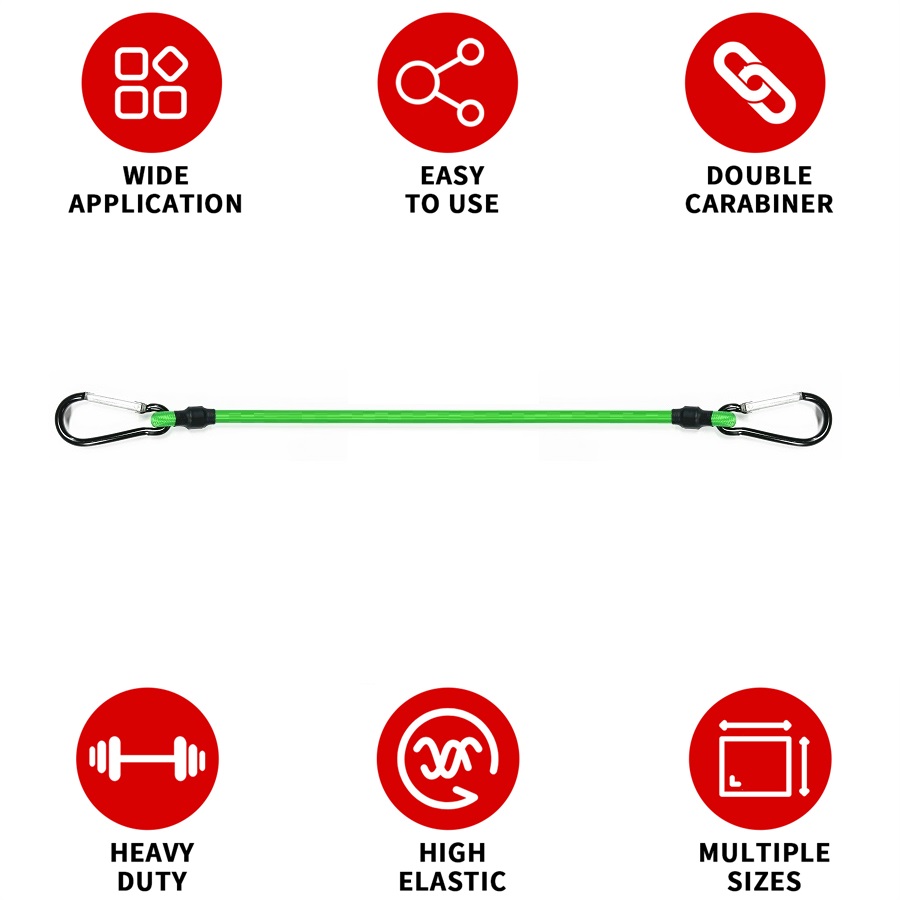 30/60/90/120/150CM Green Stretch Elastic Ropes 8MM Bungee Cords With ...