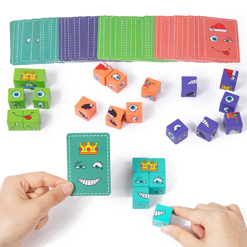 Wooden Face-Changing Educational Toy Creative Expression Puzzle ...