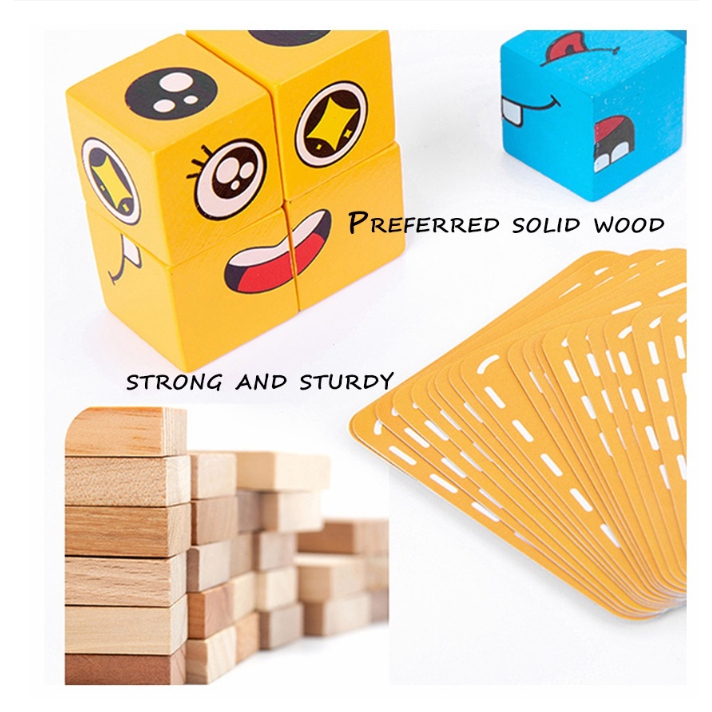 Wooden Face-Changing Educational Toy Creative Expression Puzzle ...