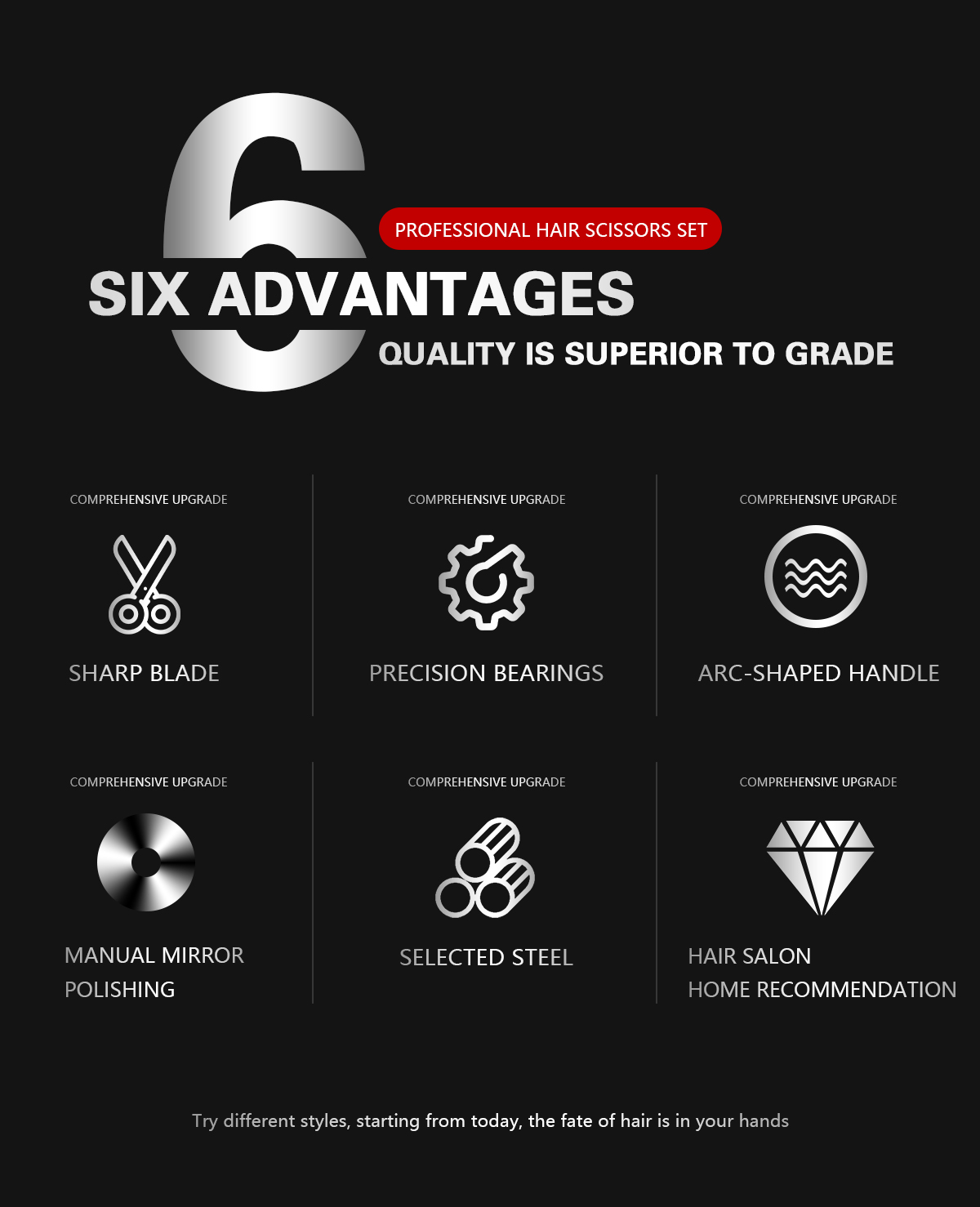 Spot#Kasho Japan 440C Salon Barber Scissors 6 inch HairCut Scissors ...