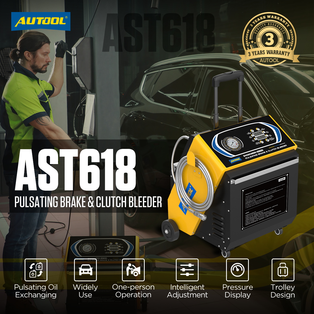 AUTOOL AST618 12V Vehicles Pulsating Brake Oil Exchanger Four Clutch ...
