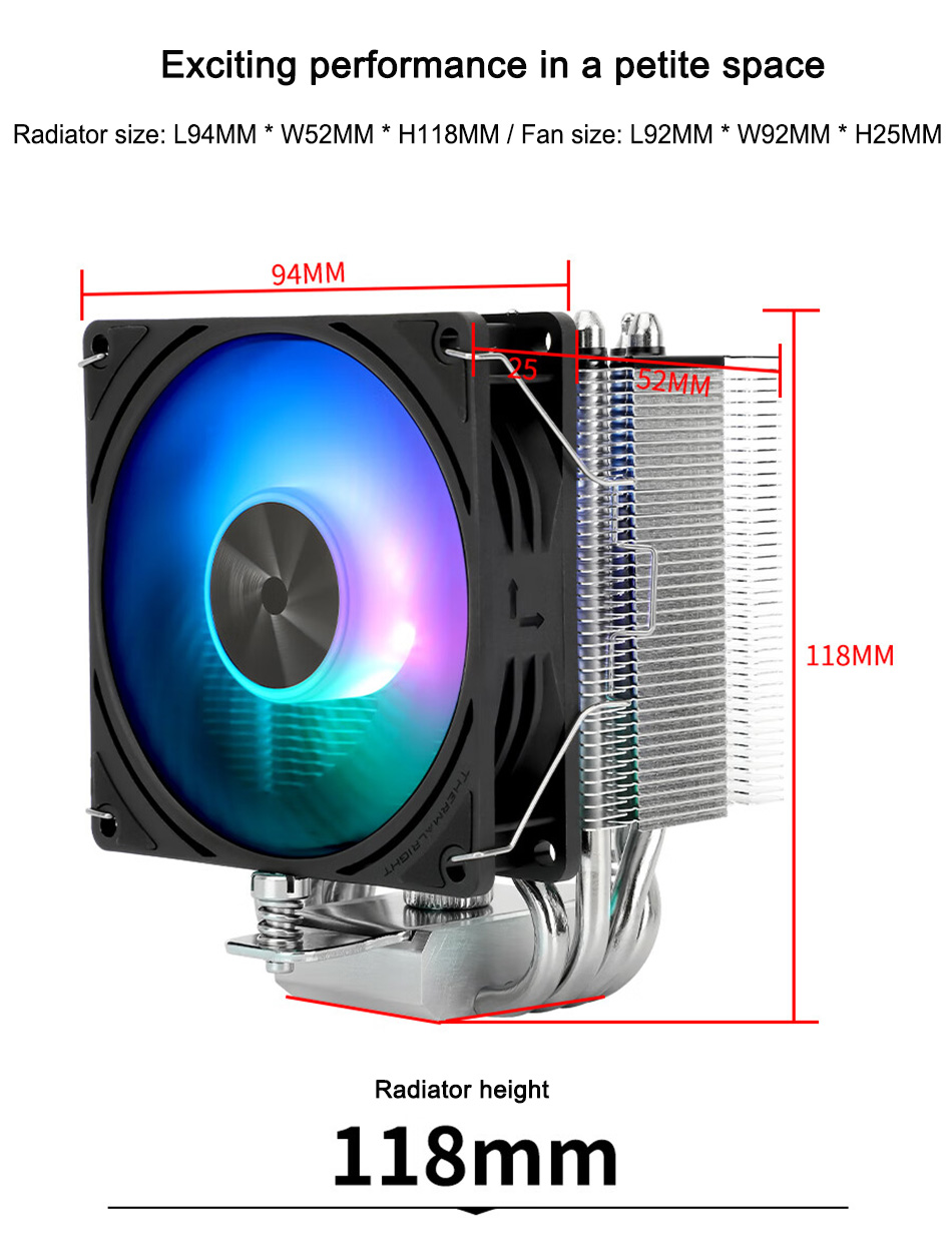 Thermalright AX90 SE ARGB Radiator 4 Heat Pipe CPU Air-cooled Heatsink ...