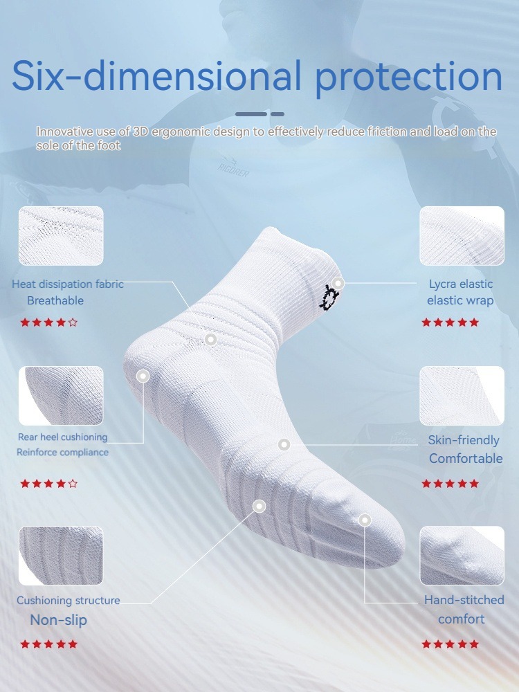 RIGORER Basketball Socks For Men Non-slip Mid Cut Breathable Men's ...