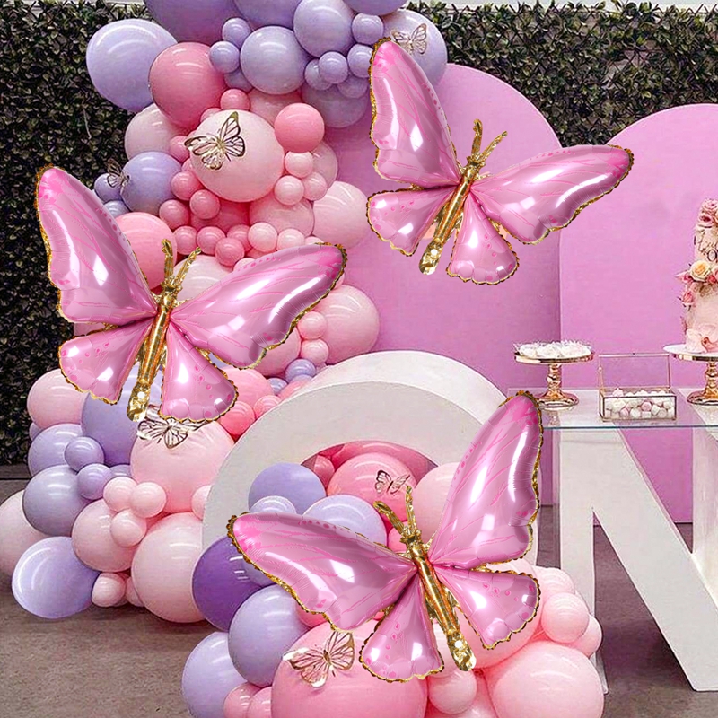 4pcs Pastel Purple Pink Butterfly Balloon Butterfly Design Foil ...