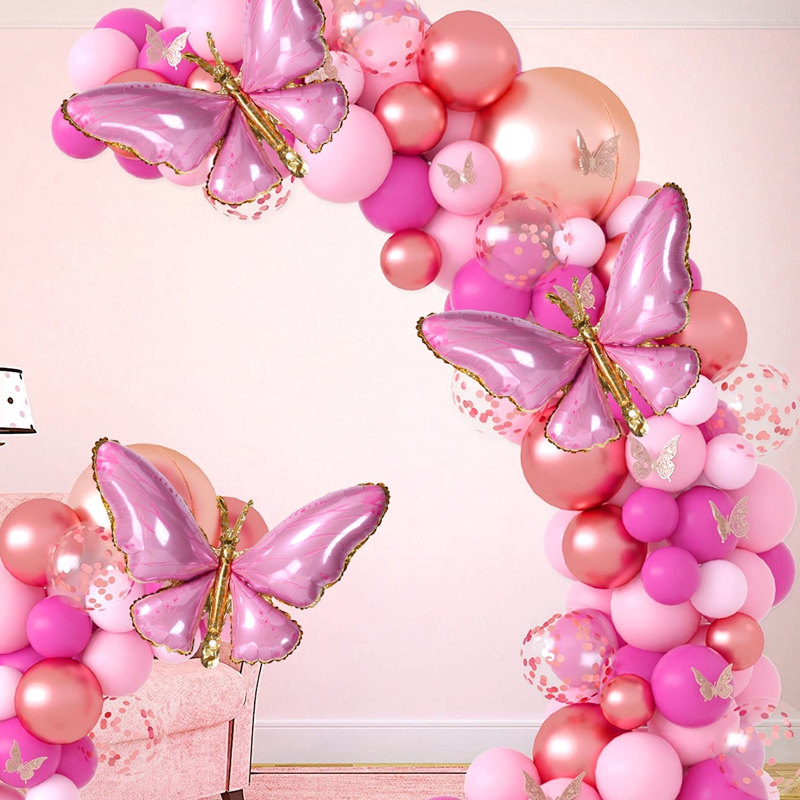 4pcs Pastel Purple Pink Butterfly Balloon Butterfly Design Foil ...