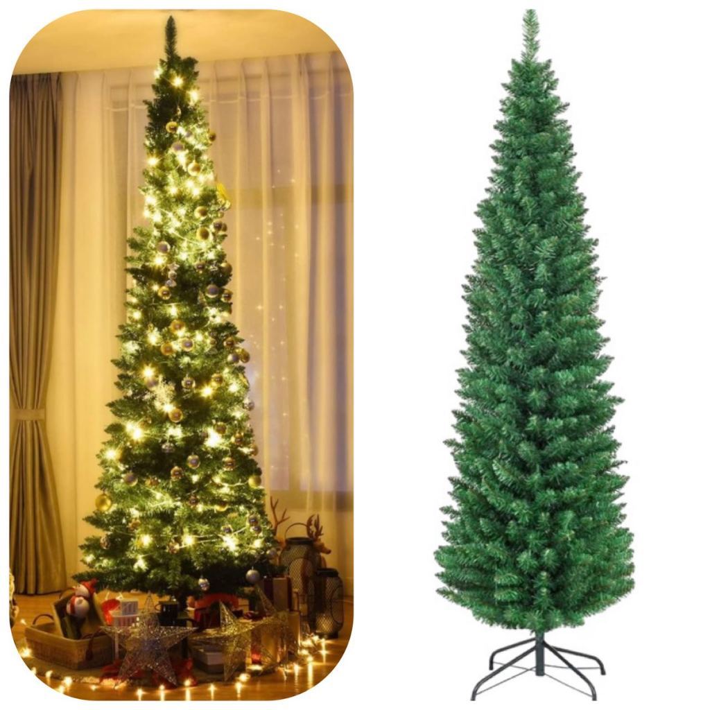 Slim Christmas Tree 7 ft Metal Stand Christmas Tree 7ft Makapal Slim ...