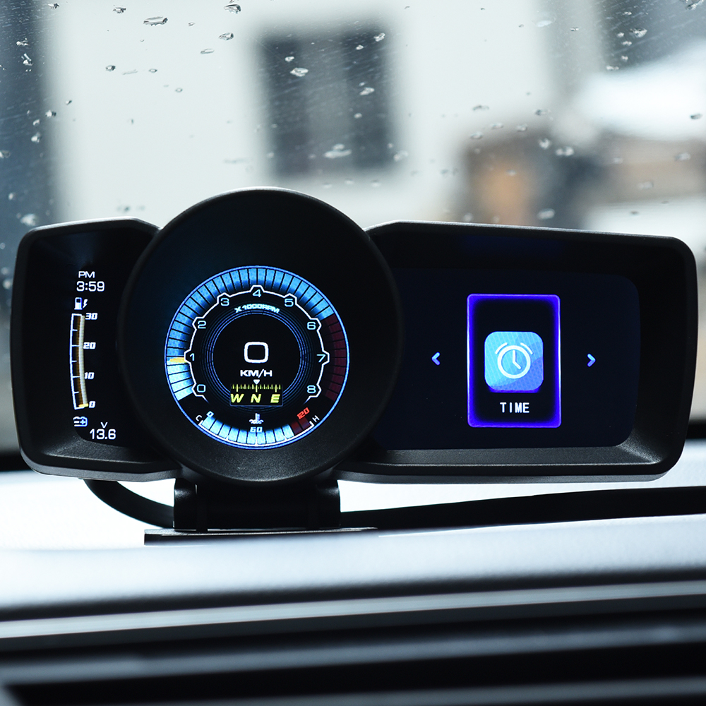 A600 Vehicle Universal Head-Up Display OBD2+GPS Dual System Digital Speedometer with 3 LCD ...