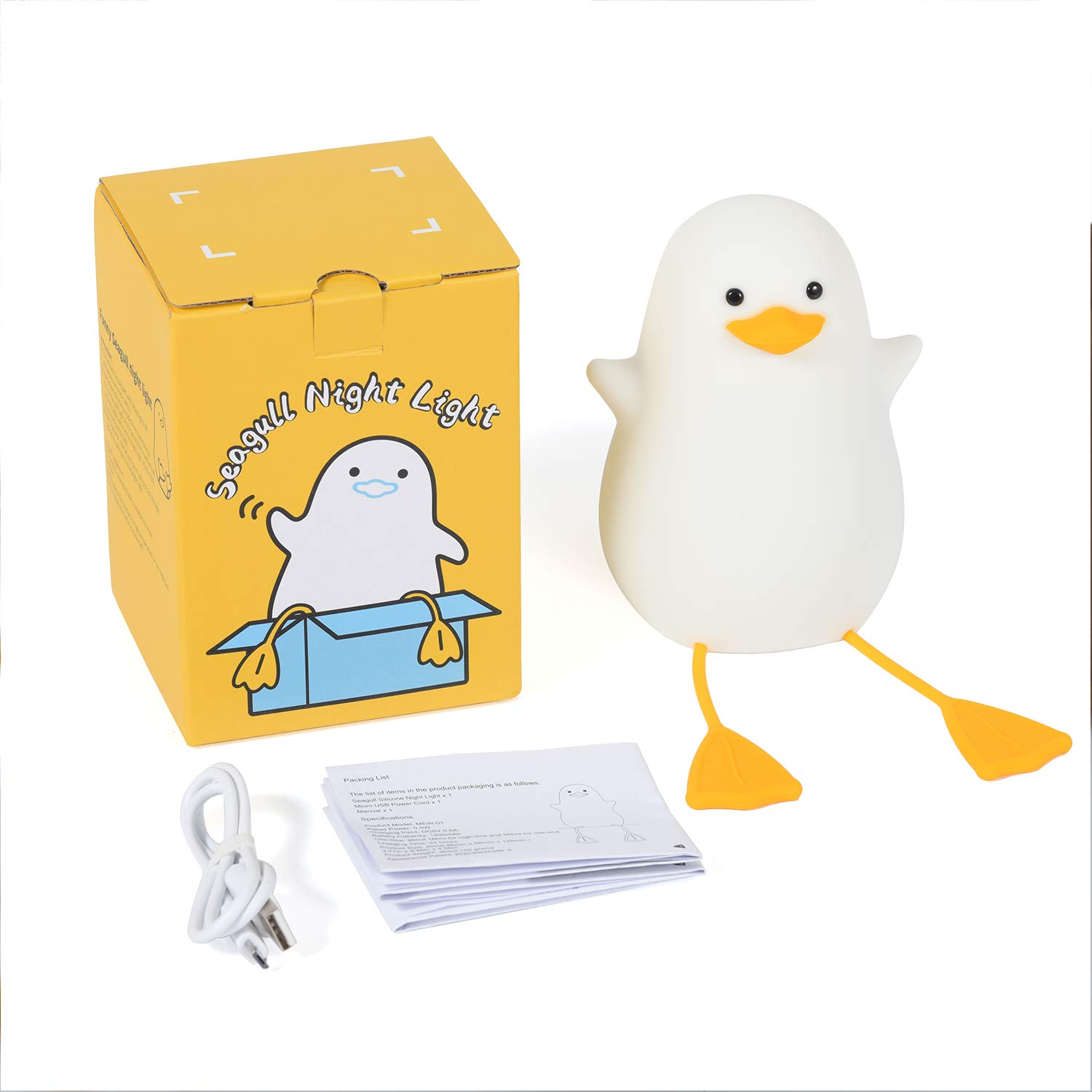 Children's Cute Duck Night Light Soft Silicone Sleep Light with USB ...