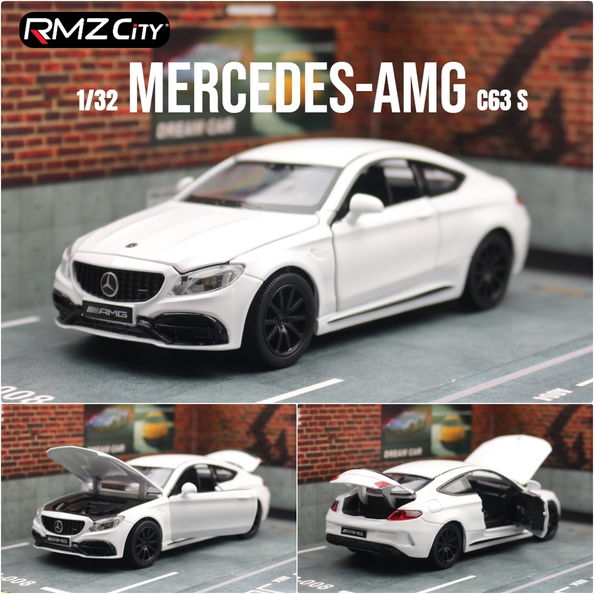 RMZ CiTY Diecast Car 1/32 Mercedes-Benz C63 S AMG Toy Car Model Sound ...