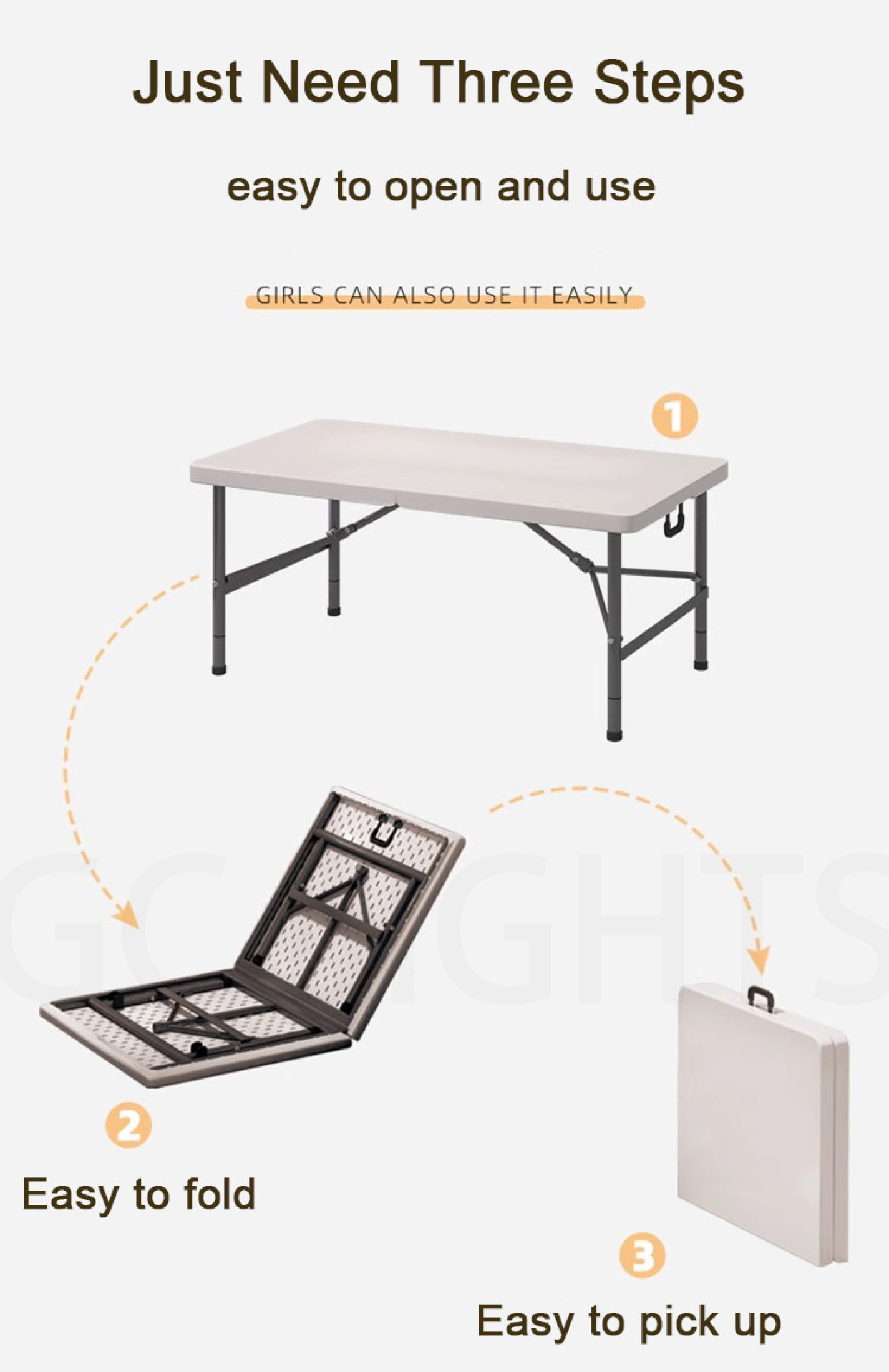 GC Heavy Duty Folding Table 4FT (120cm) Portable Folding Table Height ...