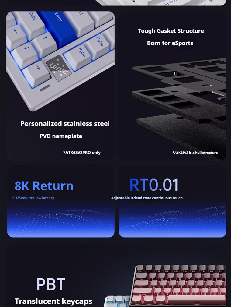 【Available in stock】ATK ATK68 V2 Aluminum lump low latency customized ...