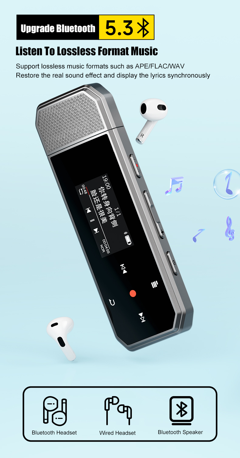 RUIZU X80 Music Player 64G U Disk HiFi Lossless Bluetooth MP3 With Clip ...