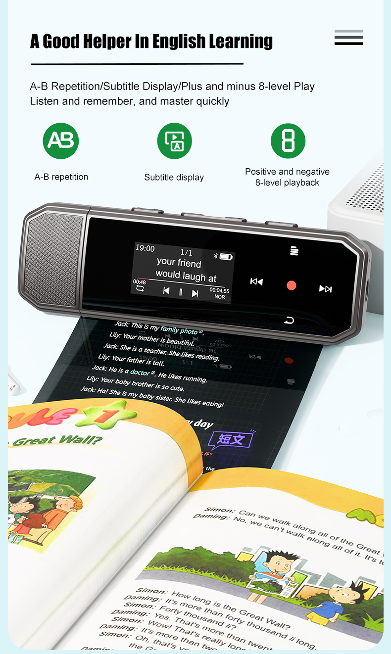RUIZU X80 Music Player 64G U Disk HiFi Lossless Bluetooth MP3 With Clip ...