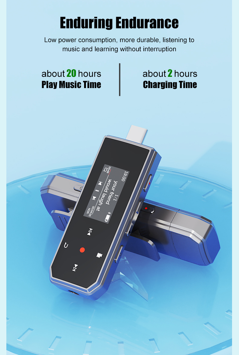 RUIZU X80 Music Player 64G U Disk HiFi Lossless Bluetooth MP3 With Clip Support Recording File ...