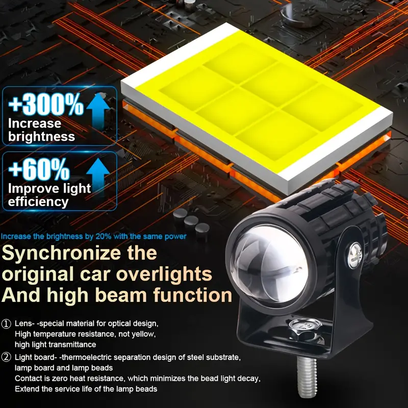 Universal Motorcycle LED Headlight Projector Lens Dual Color ATV ...