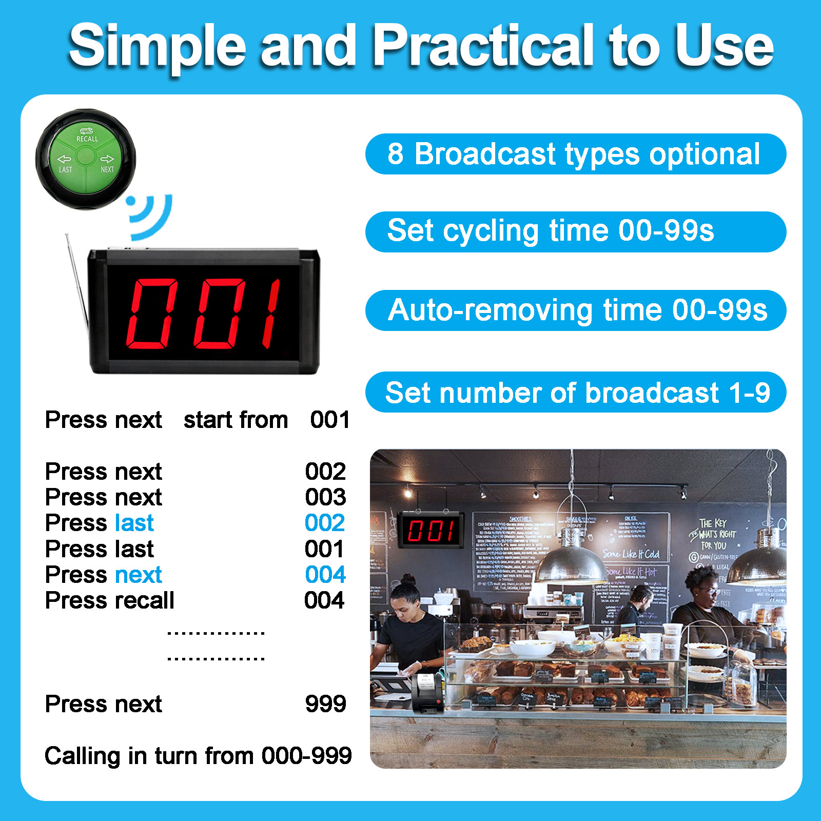 Queue Number Call System Order Buzzer for Shop Office Clinic Restauran Priority Number Machine ...