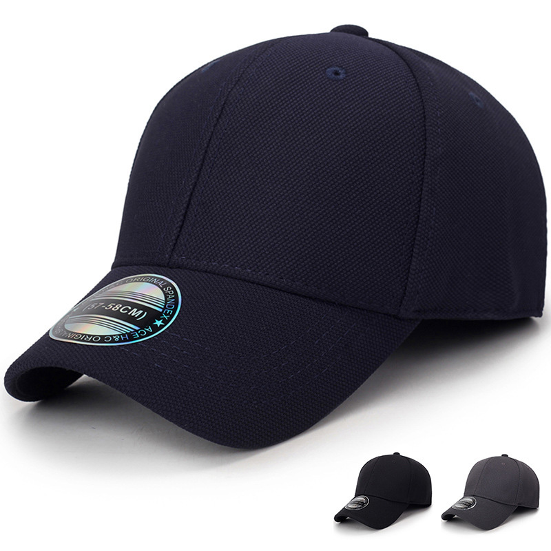 Fully sealed back elastic non-adjustable baseball cap men's black ...