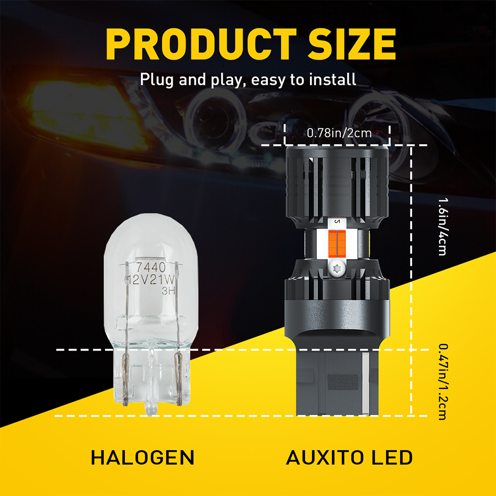 AUXITO 2PCS Dual Color T20 7443 W21/5W LED Bulb DRL Parking Light Turn ...