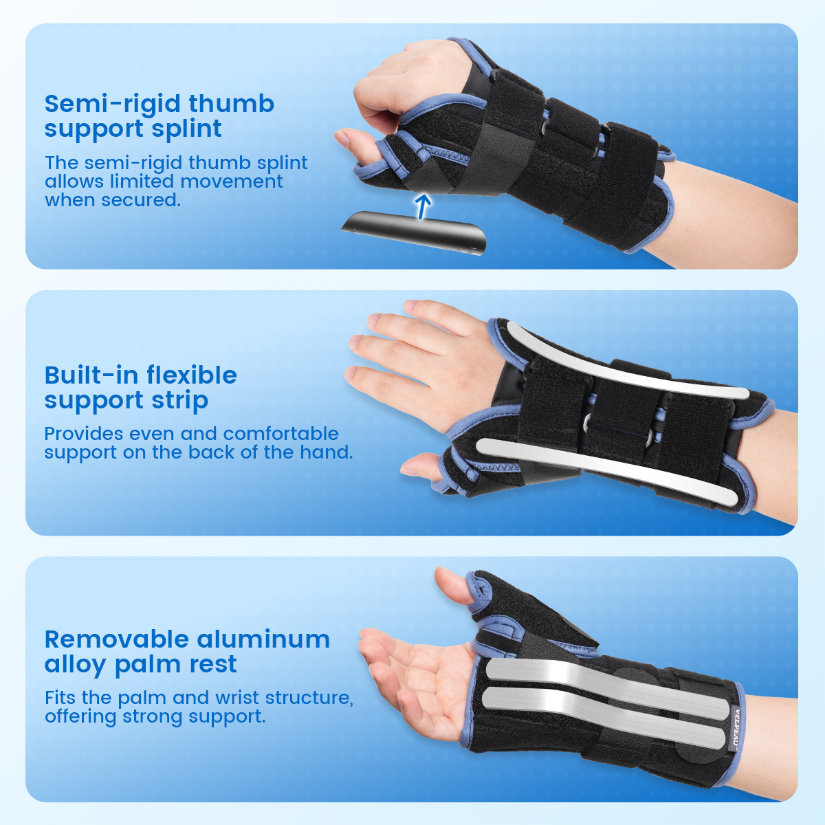 VELPEAU Wrist Brace with Thumb Spica Splint for De Quervain's ...