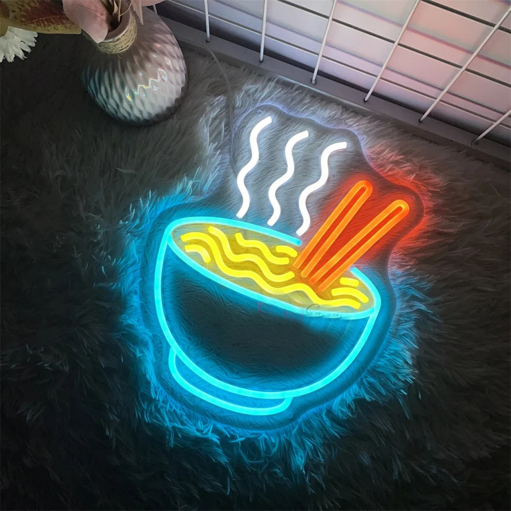 Ramen Noodles Neon Sign Room Wall Decor Bowl Led Neon Lights Sign ...