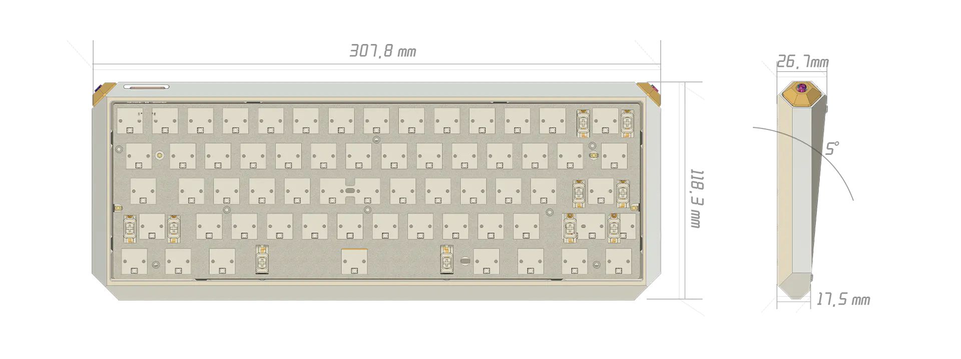 461E Case Aluminum material compatible with most 60% PCB, including ...