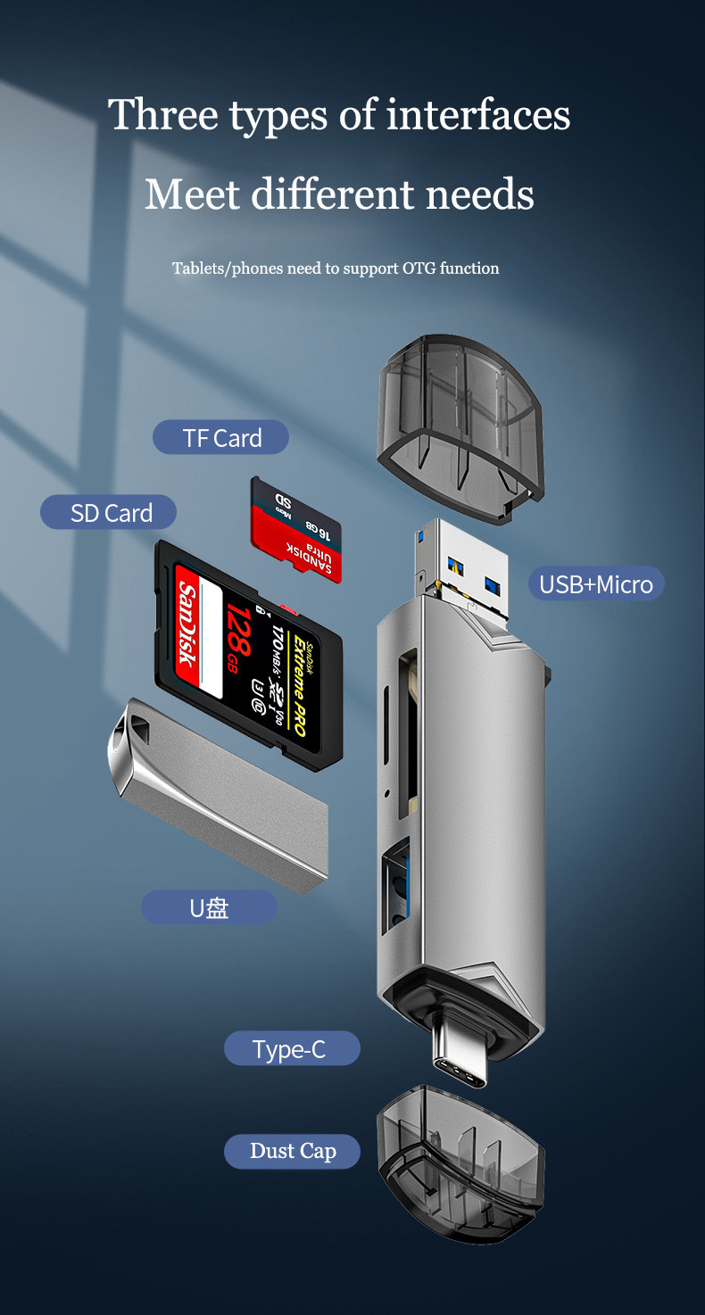 USB 3.0 High-speed Card Reader 6-in-1 OTG Multifunctional Card Reader ...