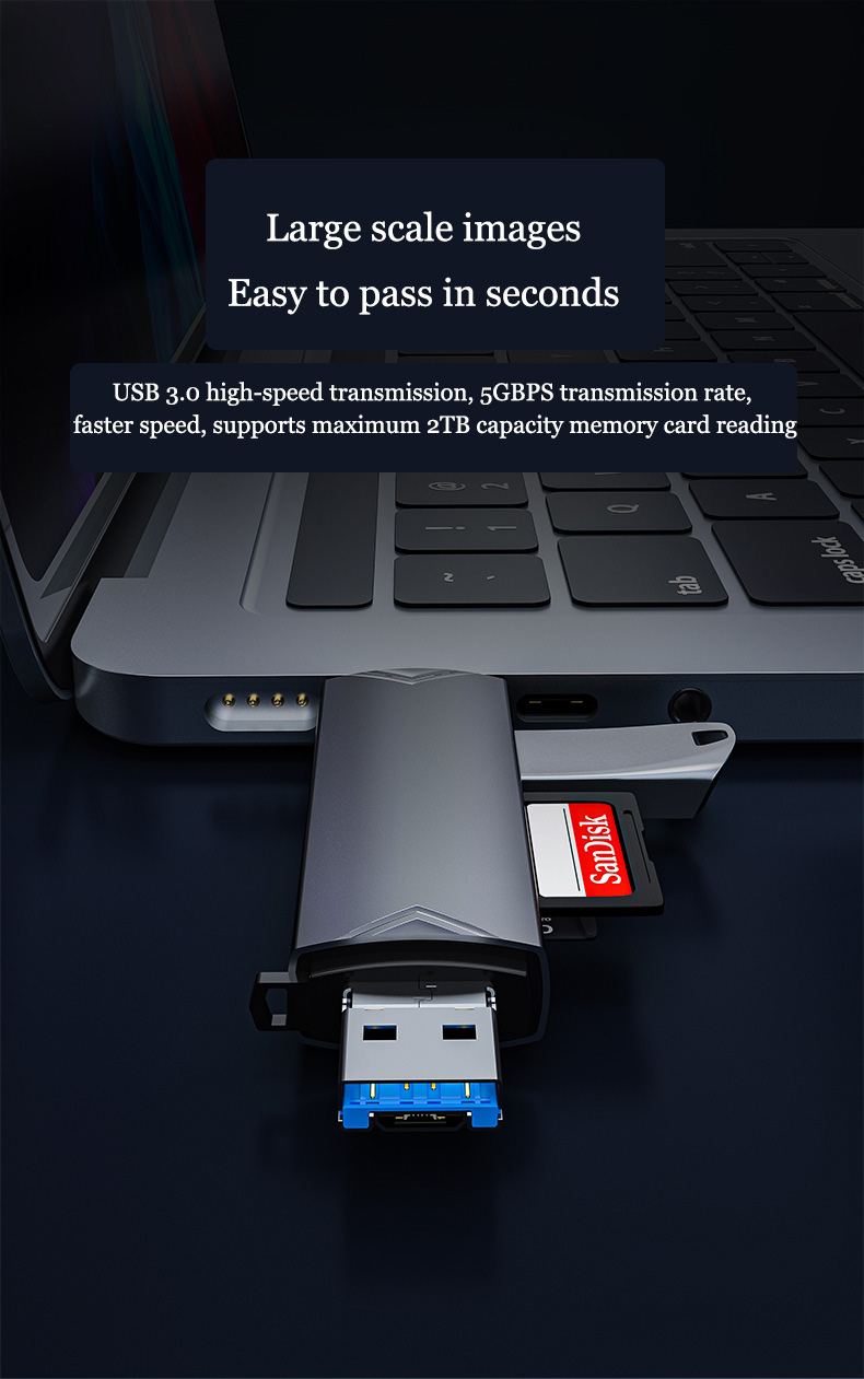 USB 3.0 High-speed Card Reader 6-in-1 OTG Multifunctional Card Reader Type-c Phone Computer ...
