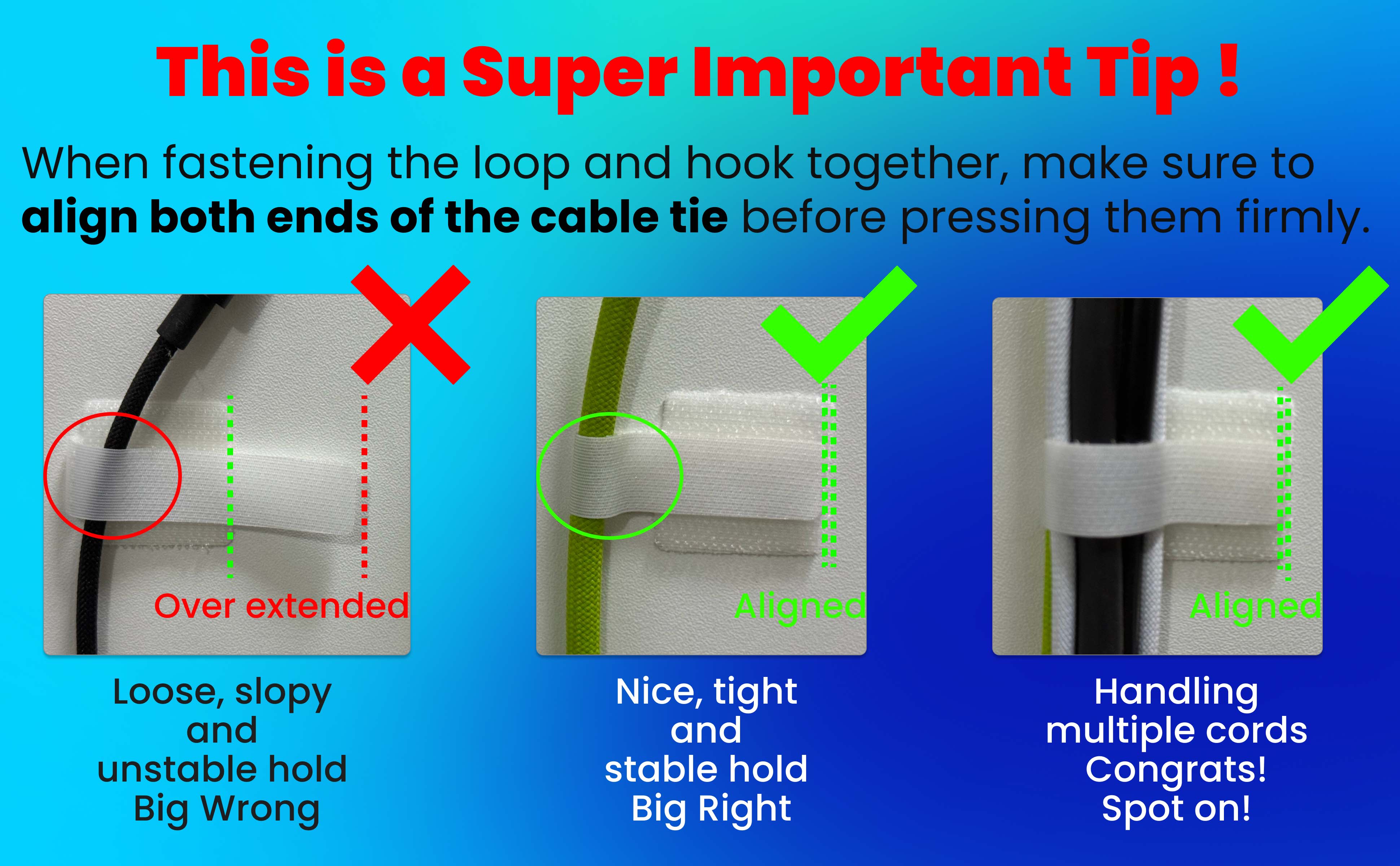 60 pcs Hook and Loop Cable Ties, Self Adhesive Hook and Loop Cable ...