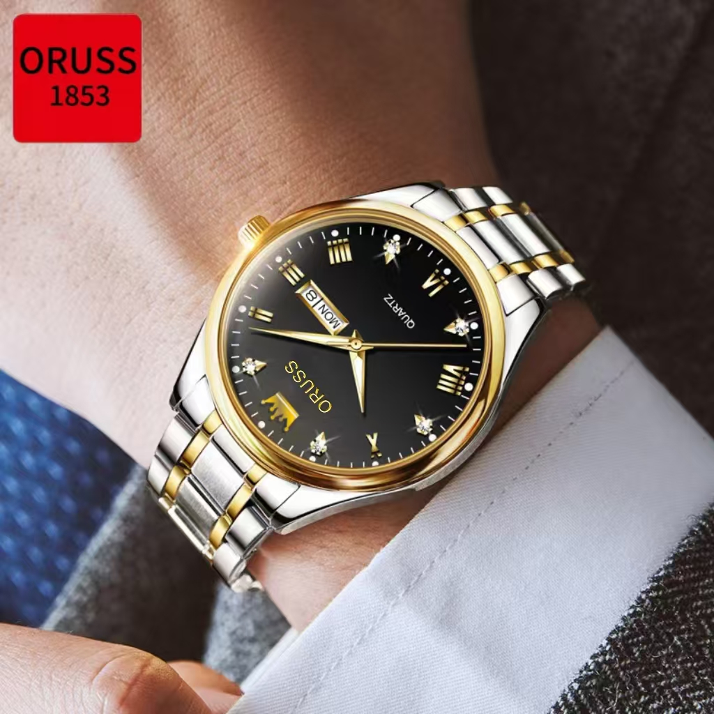 [Gift][With Box]ORUSS Original Women/Men Stainless Steel Dual Calendar ...