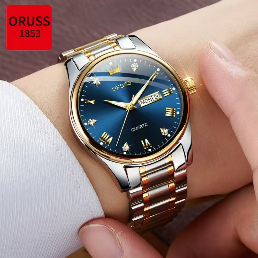 [Gift][With Box]ORUSS Original Women/Men Stainless Steel Dual Calendar ...