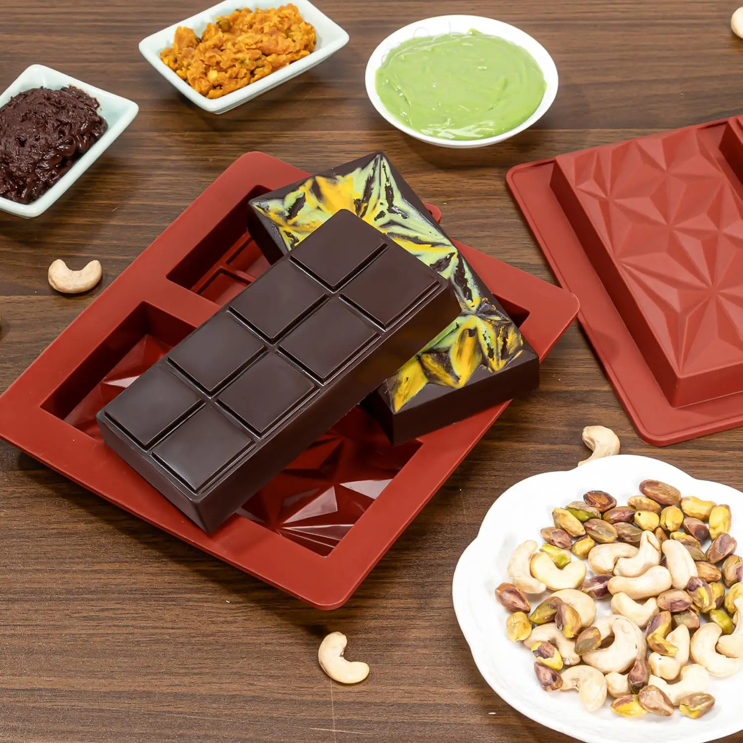 (Local Seller) 2pcs Silicone Chocolate Bar Molds Thicken Free Easy ...