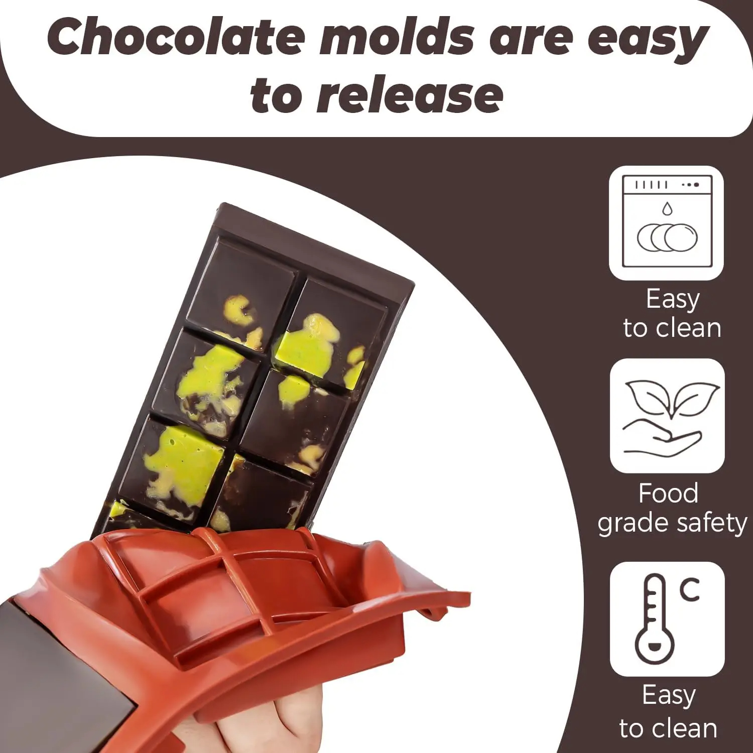 (Local Seller) 2pcs Silicone Chocolate Bar Molds Thicken Free Easy ...
