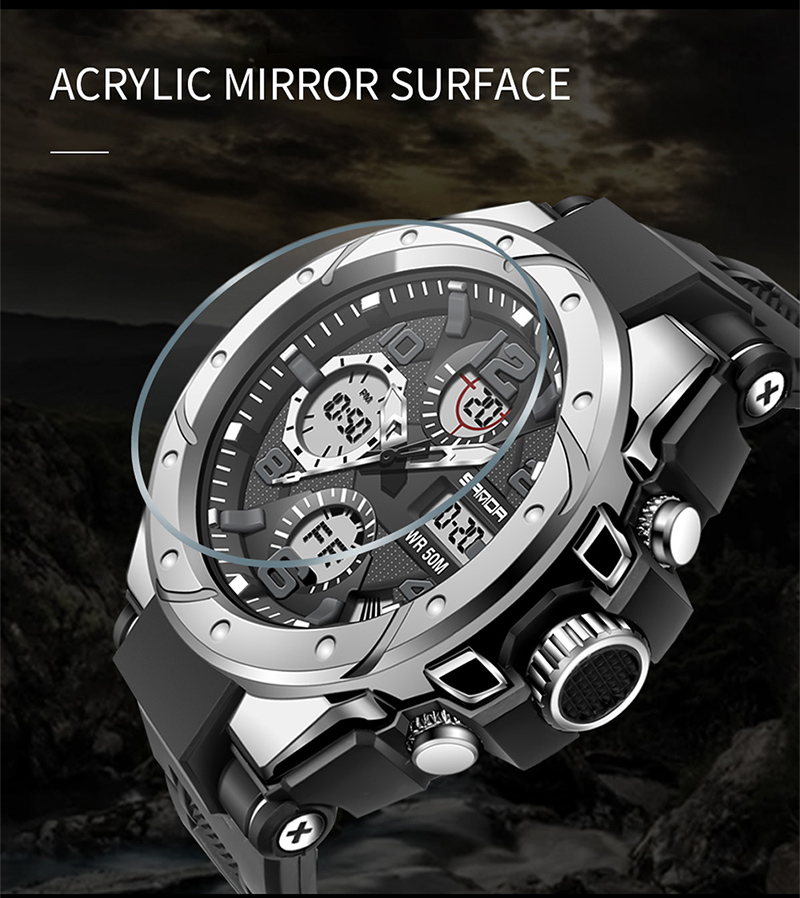 SANDA 6008-2/in stock Waterproof Men Watch Sports Luxury Quartz LED ...