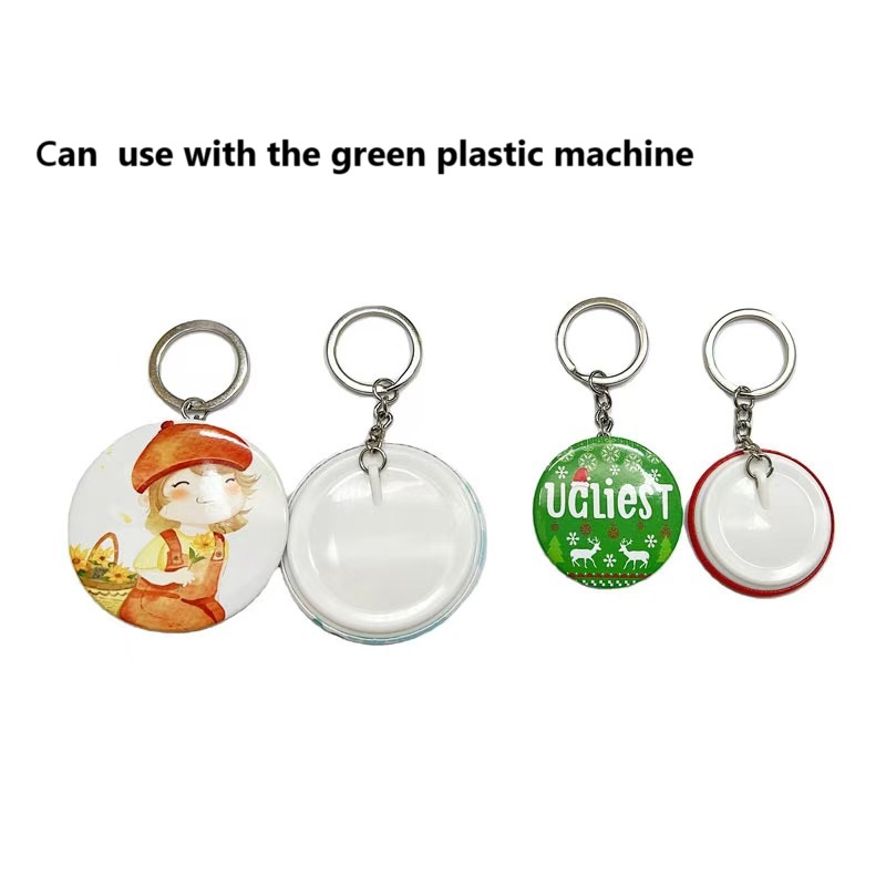 100pcs 44mm button badge keychain DIY button badges blank keyring ...