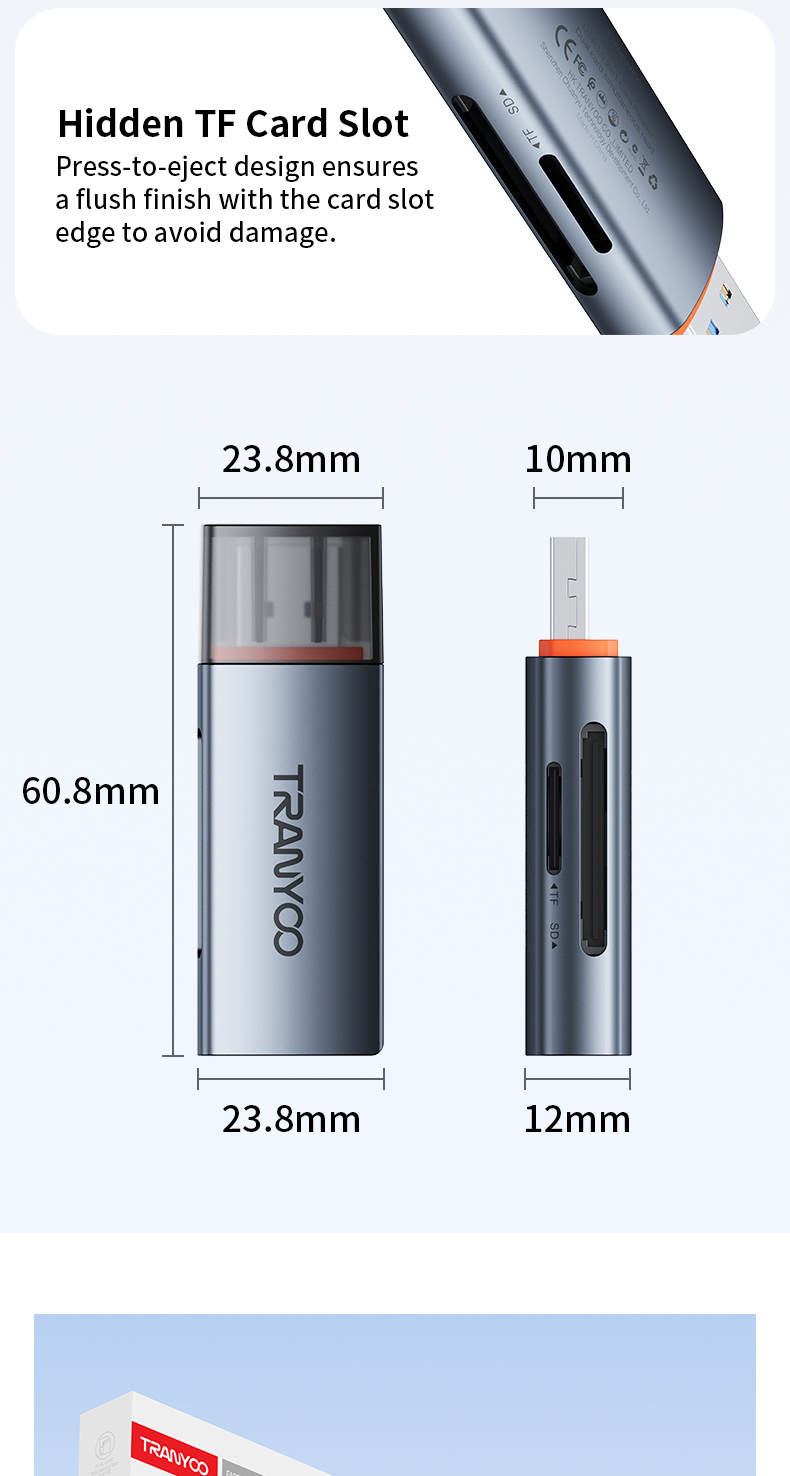 Tranyoo EP2 2 in 1 USB Card Reader 3.0 TF+SD Micro Dual Card Reader USB ...