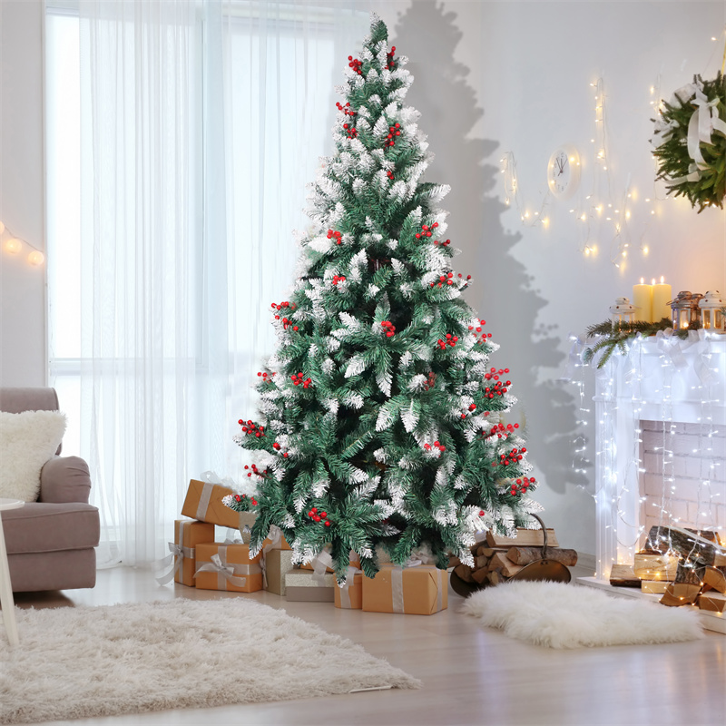 Falling Snow Model Christmas Tree Spike Red Fruit Mix Christmas ...