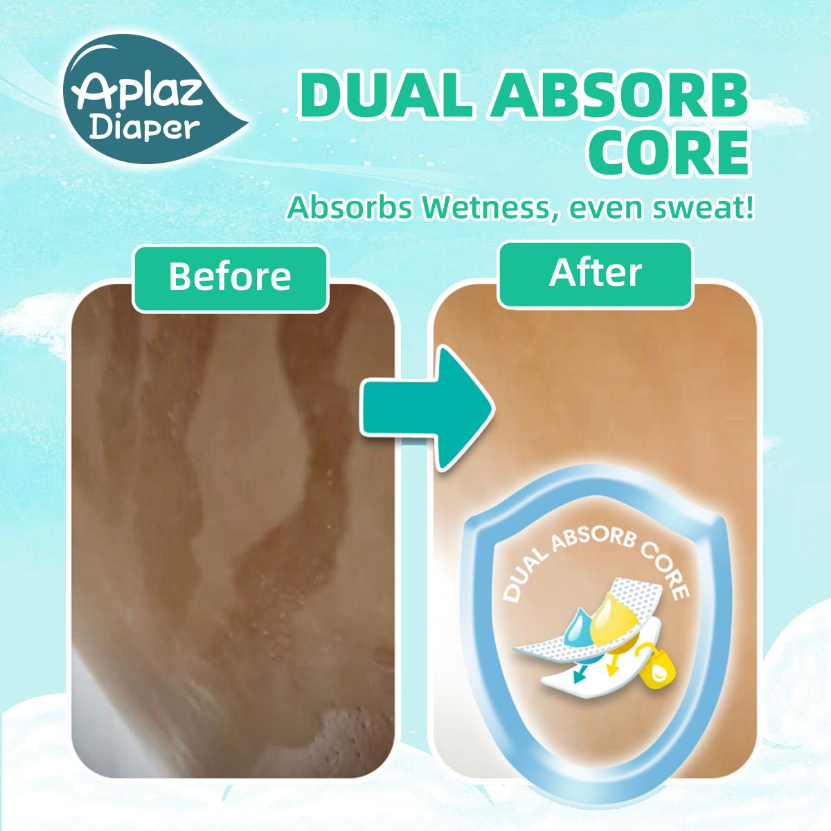 Aplaz Natural Diaper for Baby Taped Newborn -XXL Pack of 1 50 pad Baby ...