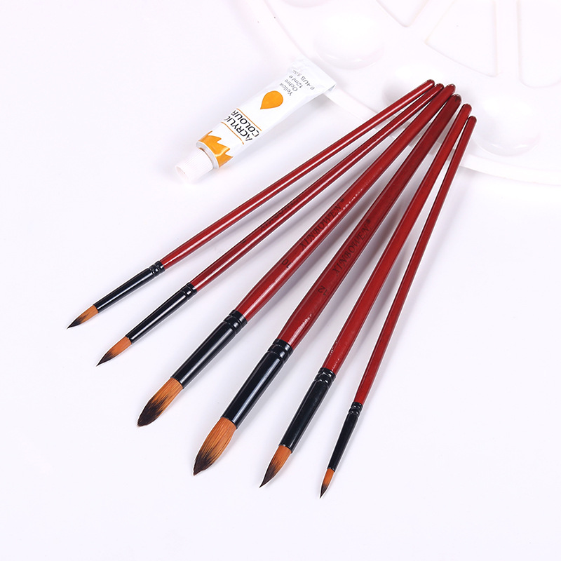 one set of 6-brush made by nylon for painting diverse nibs and colors ...