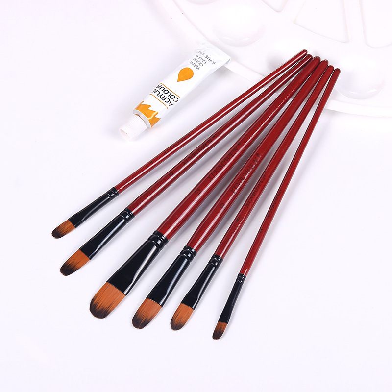 one set of 6-brush made by nylon for painting diverse nibs and colors ...