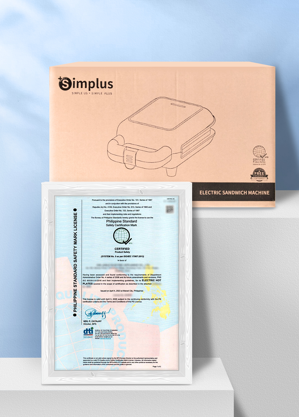 Simplus Sandwich Maker Multifunctional Breakfast Machine Non Stick Dual ...