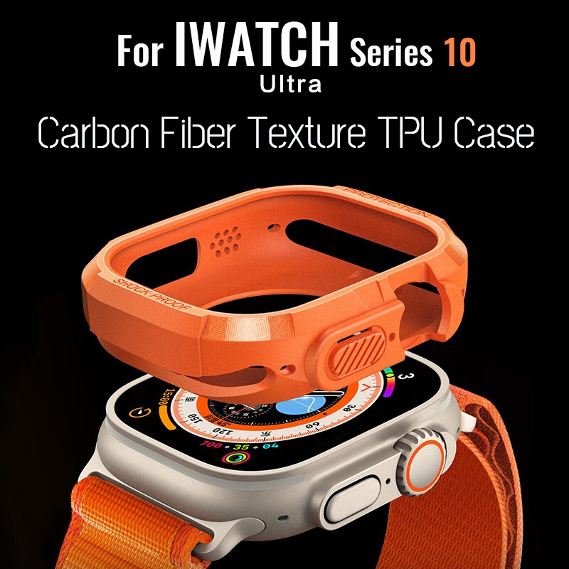 Carbon Fiber Texture TPU Protective Case for iWatch Series 11 Ultra 3 ...
