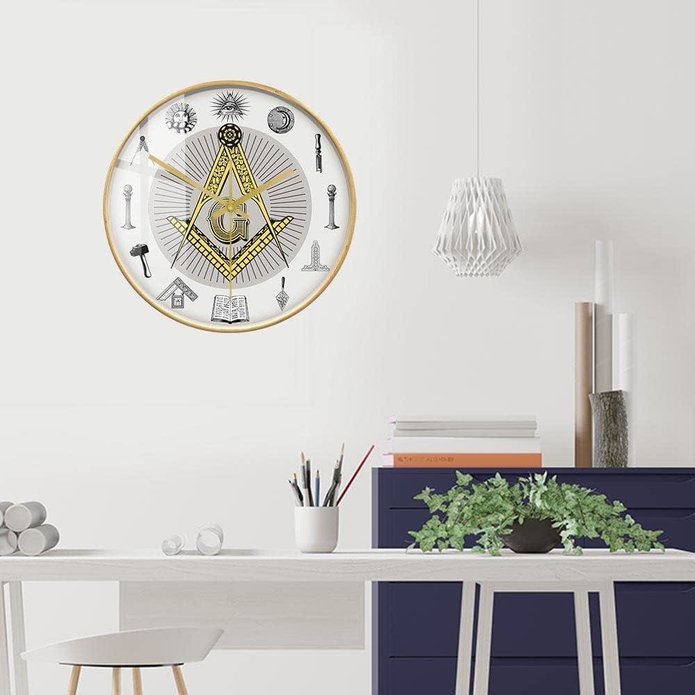 The Masonic Metal Frame Wall Clock, Freemason Fancy White Square ...