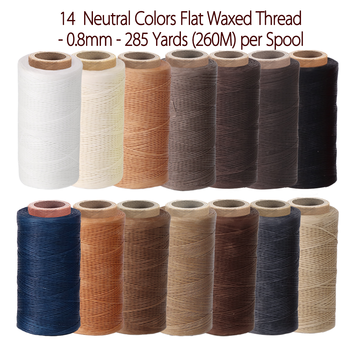 260M per Spool Flat Waxed Thread 0.8mm Heavy Duty Leather Sewing Wax ...