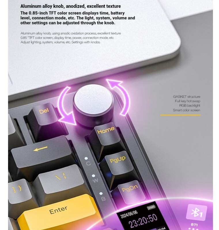 ATTACK SHARK X85 PRO Mechanical Keyboard Three-mode Wireless Bluetooth ...